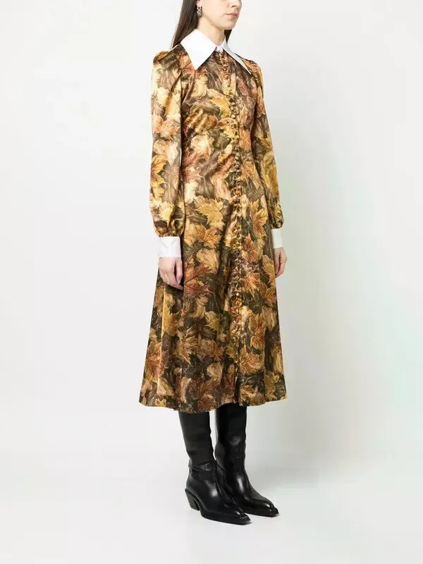 ERL Leaf-print Shirt Dress