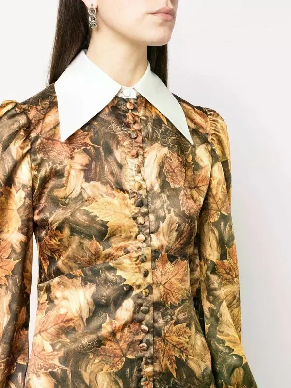 ERL Leaf-print Shirt Dress