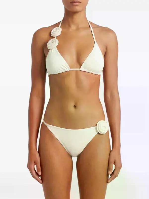 LA REVECHE Ashar Floral-appliqué Bikini Set - Neutrals