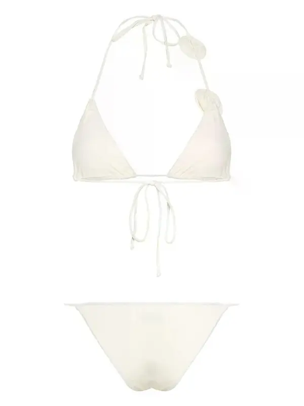 LA REVECHE Ashar Floral-appliqué Bikini Set - Neutrals