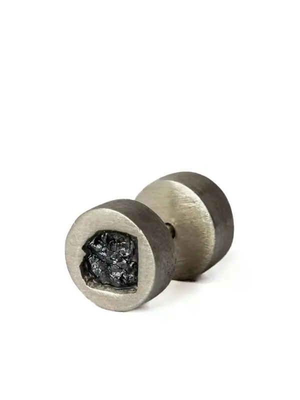 PARTS OF FOUR Black Diamond-encrusted Stud Earring - Silver