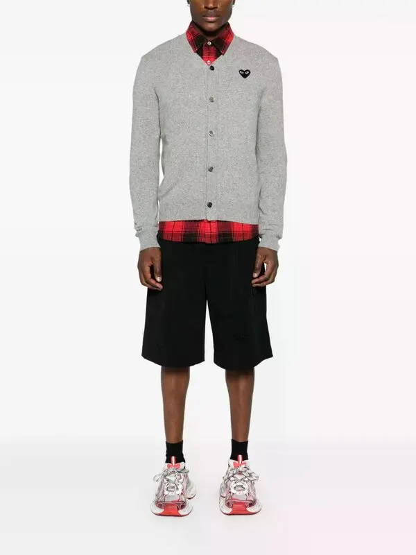 Play Comme Des Garcon Logo Patch V-neck Cardigan