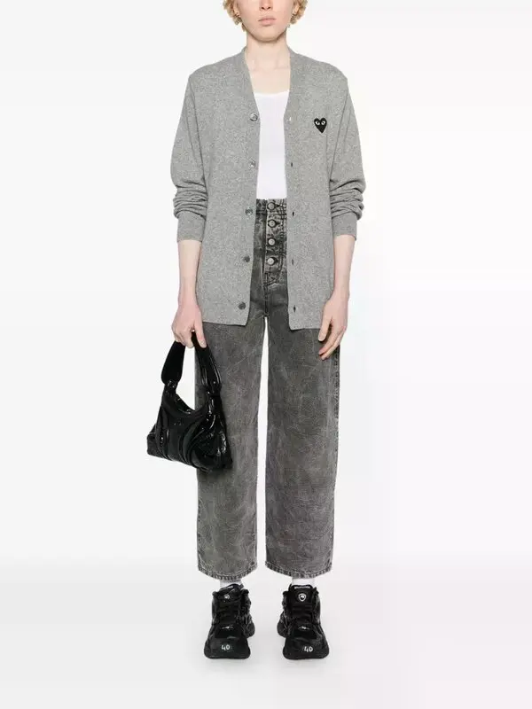 Play Comme Des Garcon Logo Patch V-neck Cardigan