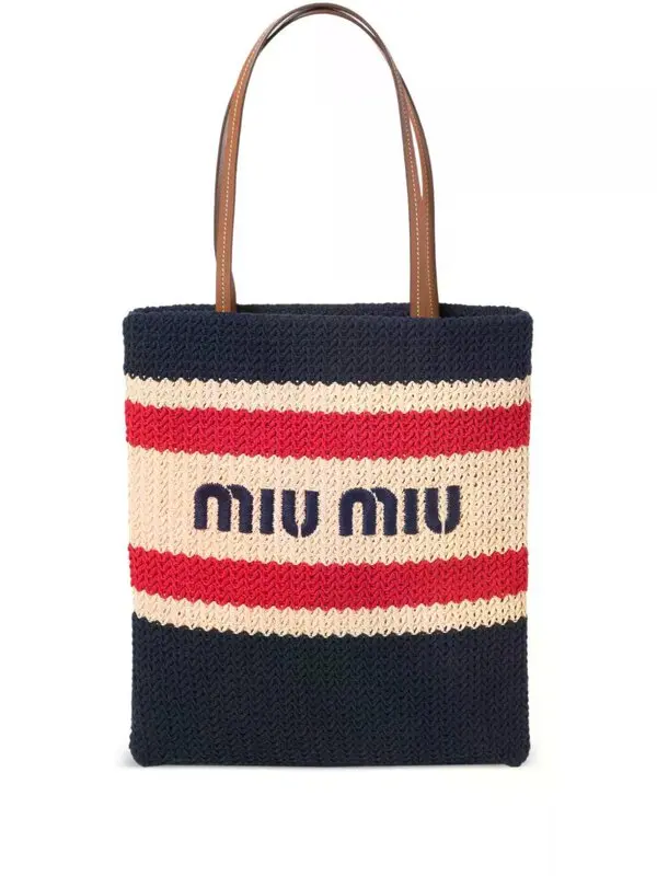 Miu Miu Striped Crochet Tote Bag