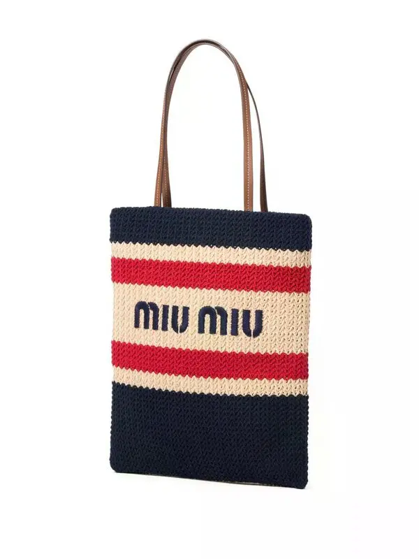 Miu Miu Striped Crochet Tote Bag
