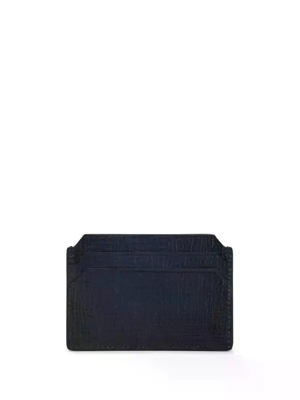 Santoni Debossed-logo Leather Cardholder - Blue