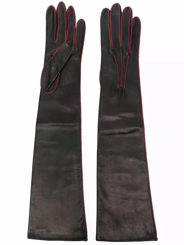 MANOKHI Stitch-detail Leather Gloves - Black