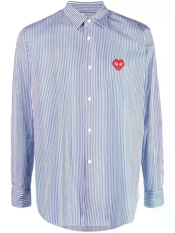 Play Comme Des Garcon Embroidered-logo Striped Shirt
