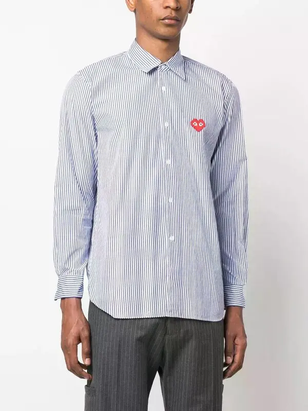 Play Comme Des Garcon Embroidered-logo Striped Shirt