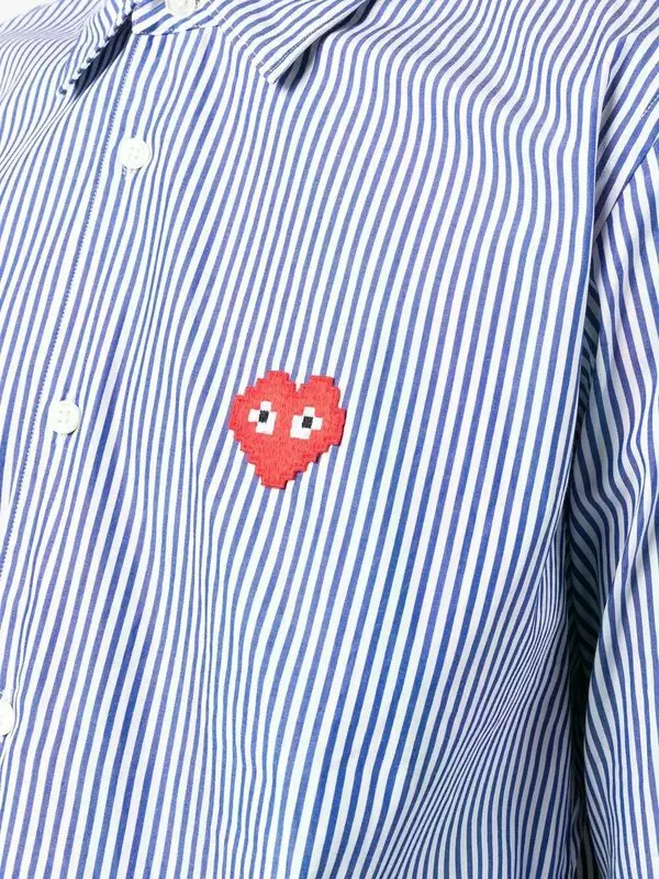 Play Comme Des Garcon Embroidered-logo Striped Shirt