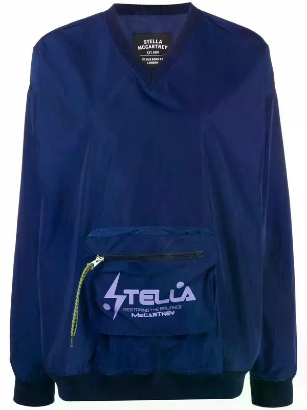 Stella McCartney V-neck Pouch Pocket Sweatshirt - Blue