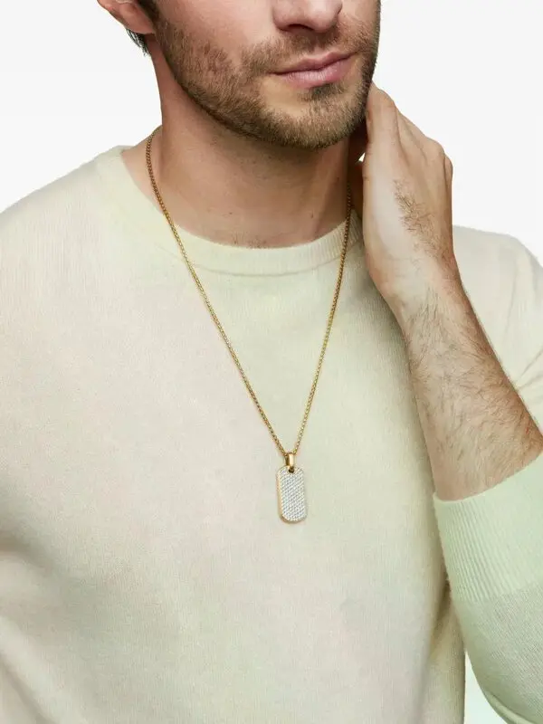 David Yurman 18kt Yellow Chevron Diamond Tag