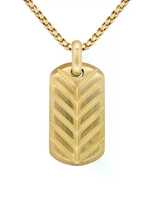 David Yurman 18kt Yellow Chevron Diamond Tag