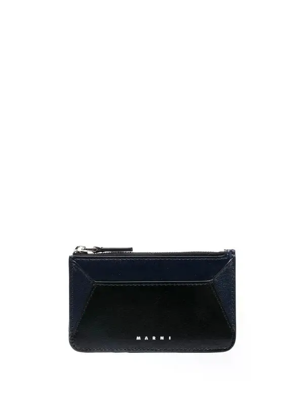 Marni Logo-print Leather Card Holder - Blue