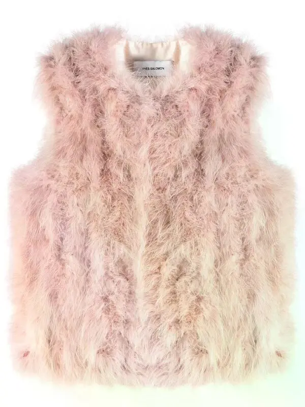 YVES SALOMON Feather-embellished Gilet - Pink