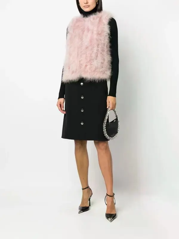 YVES SALOMON Feather-embellished Gilet - Pink
