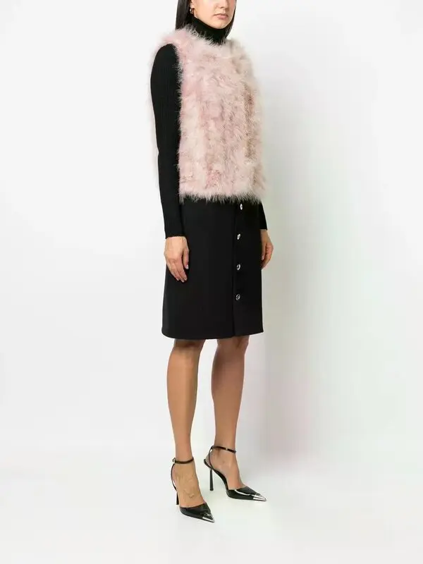 YVES SALOMON Feather-embellished Gilet - Pink