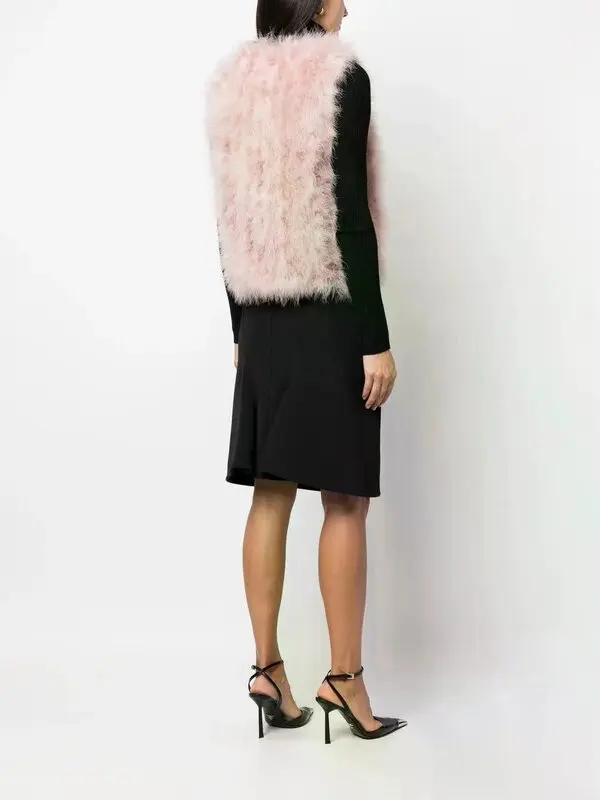 YVES SALOMON Feather-embellished Gilet - Pink