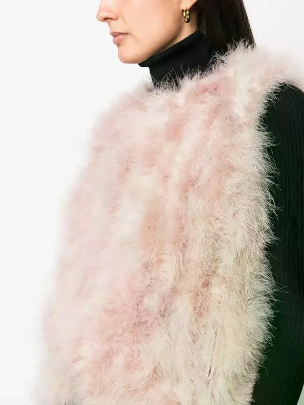 YVES SALOMON Feather-embellished Gilet - Pink