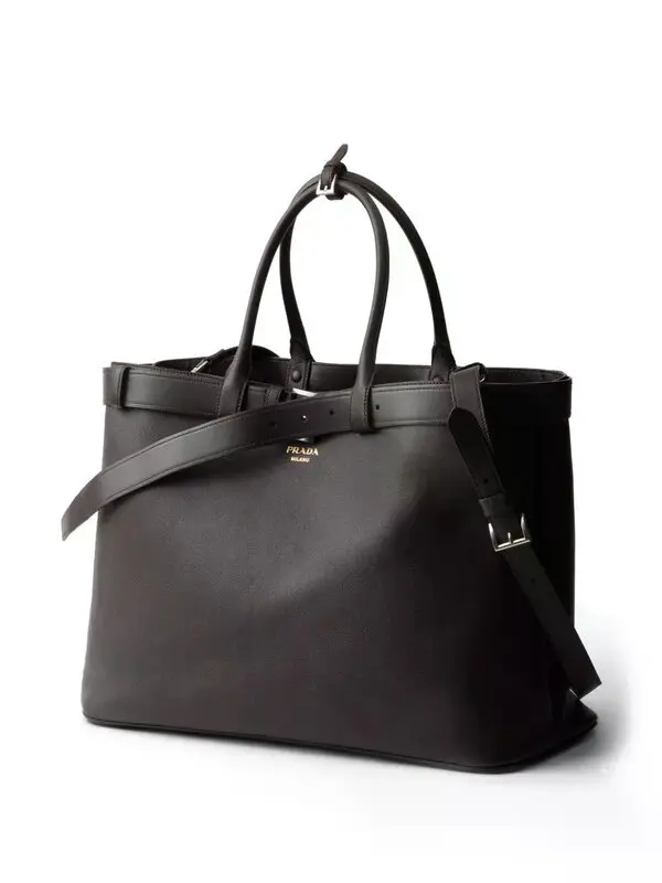 Prada Leather Tote Bag With Buckle