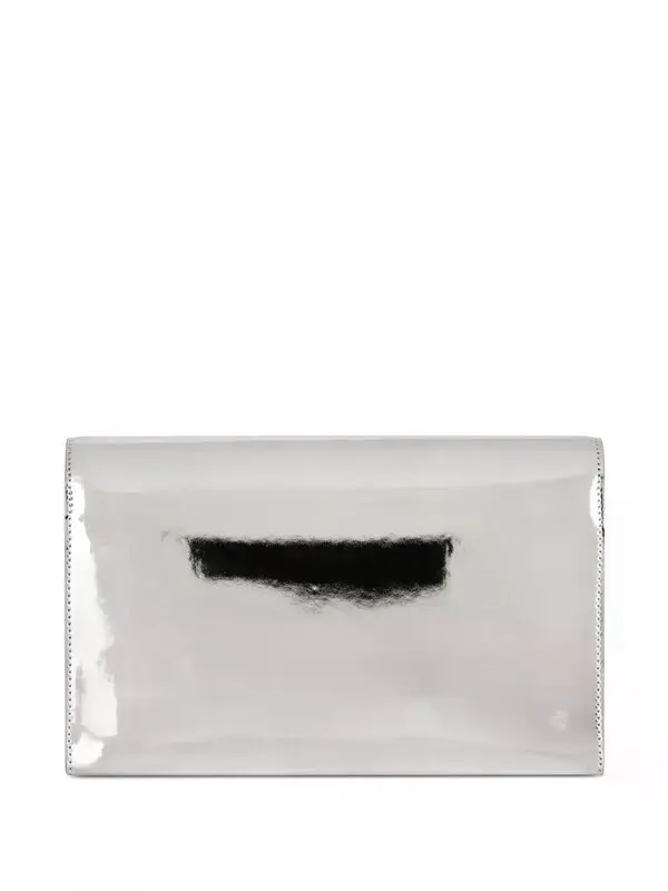 Philipp Plein Metallic Leather Clutch Bag With Spider Claw Rings