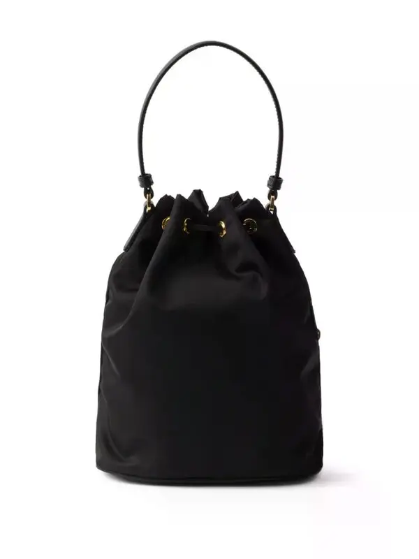 Prada Logo-plaque Drawstring Tote Bag - Black