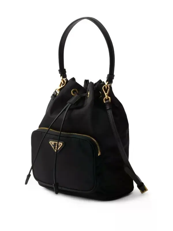Prada Logo-plaque Drawstring Tote Bag - Black
