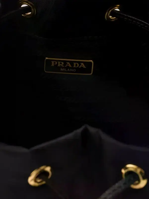 Prada Logo-plaque Drawstring Tote Bag - Black