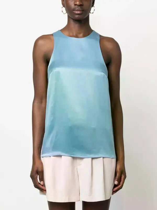 Loulou De Saison Halterneck Silk Tank Top - Blue