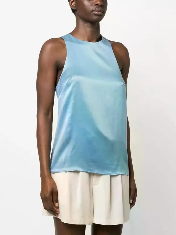 Loulou De Saison Halterneck Silk Tank Top - Blue