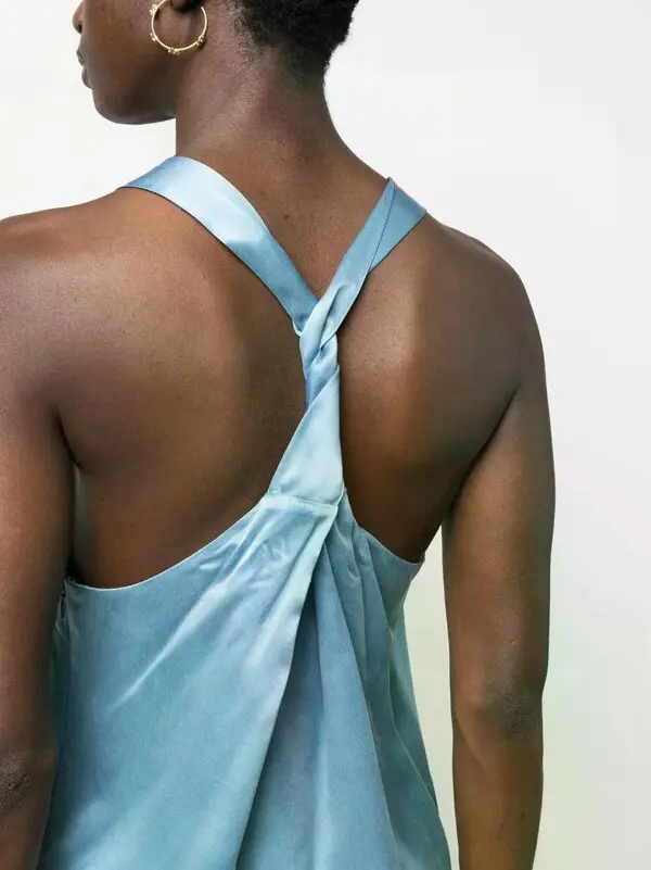 Loulou De Saison Halterneck Silk Tank Top - Blue