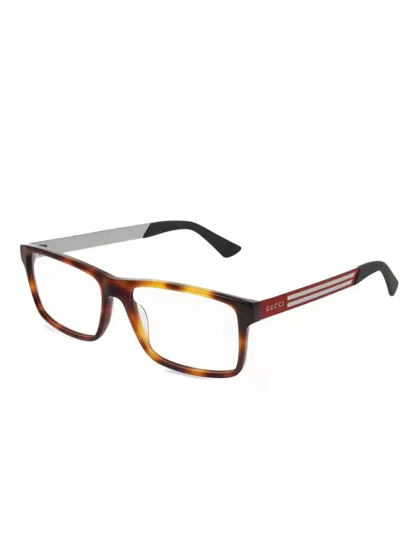 Gucci Havana Transparent Frame Eyewear - Red