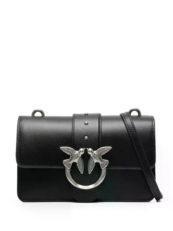 Pinko Small Leather Shoulder Bag With Studded Strap And Love Birds Buckle