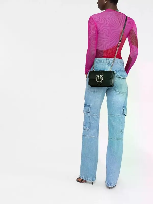 Pinko Small Leather Shoulder Bag With Studded Strap And Love Birds Buckle