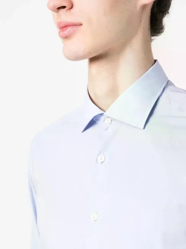 TINTORIA MATTEI 954 Long-sleeved Cotton Shirt - Blue