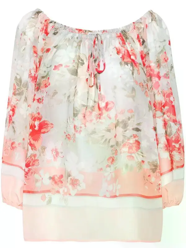 ERMANNO FIRENZE Floral-print Crepe Blouse - Grey