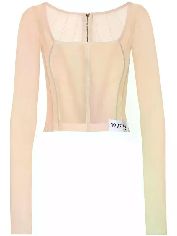Dolce & Gabbana Long-sleeve Sheer Corset Top - Neutrals