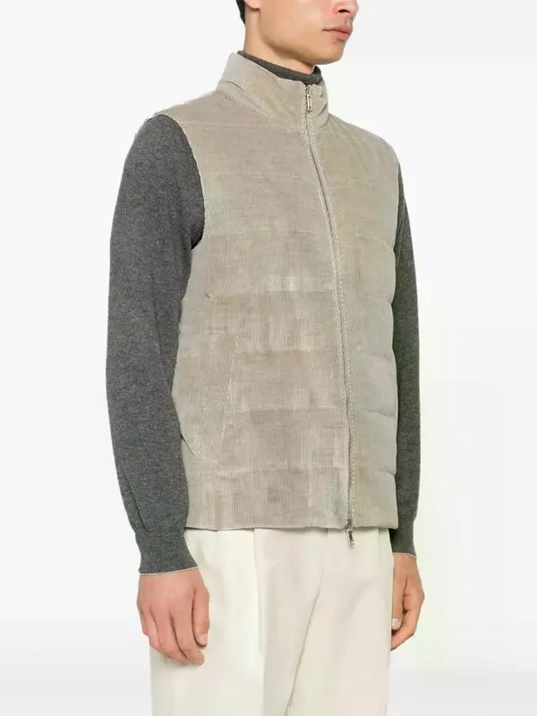 Eleventy Reversible Quilted Gilet - Green