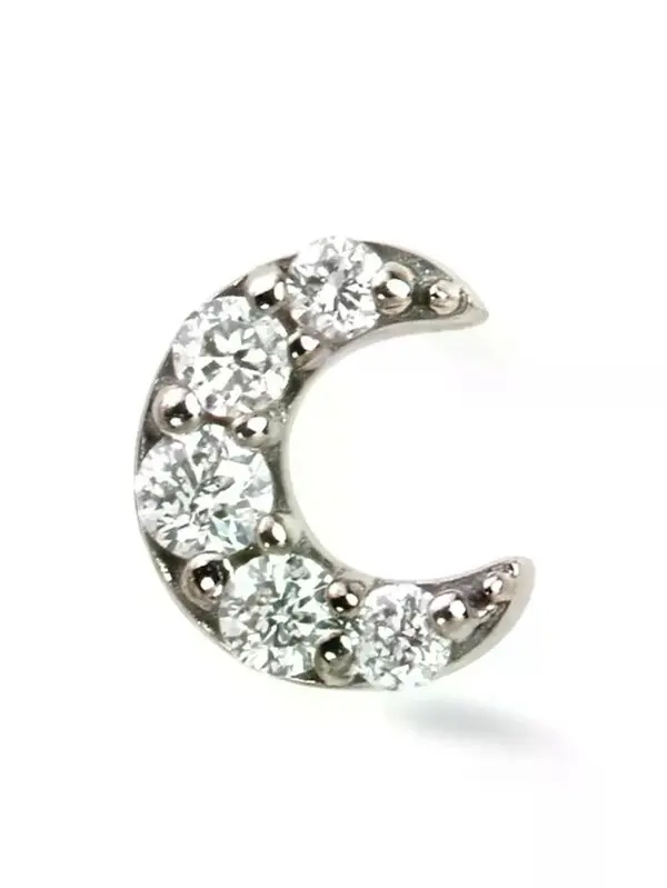 LARK & BERRY 14kt White Gold Mini Moon Diamond Stud Earring - Silver