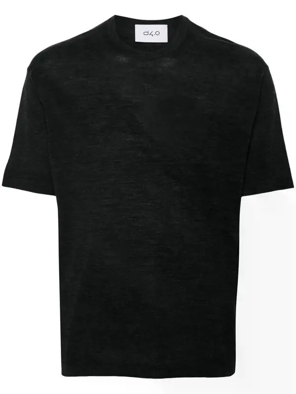 D4.0 Wool Crew Neck Short Sleeve Sweater - Grey