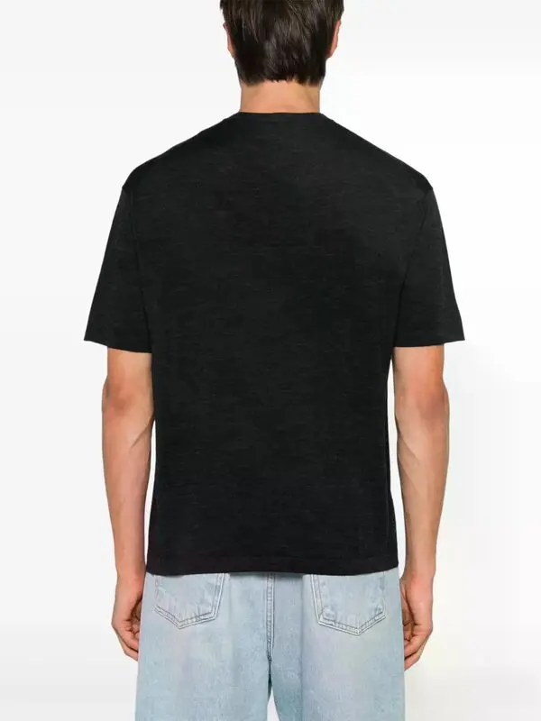 D4.0 Wool Crew Neck Short Sleeve Sweater - Grey
