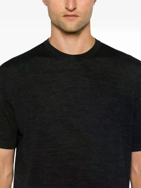 D4.0 Wool Crew Neck Short Sleeve Sweater - Grey