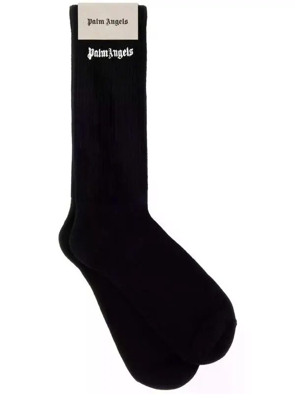 Palm Angels Logo-embroidered Calf Socks - Black