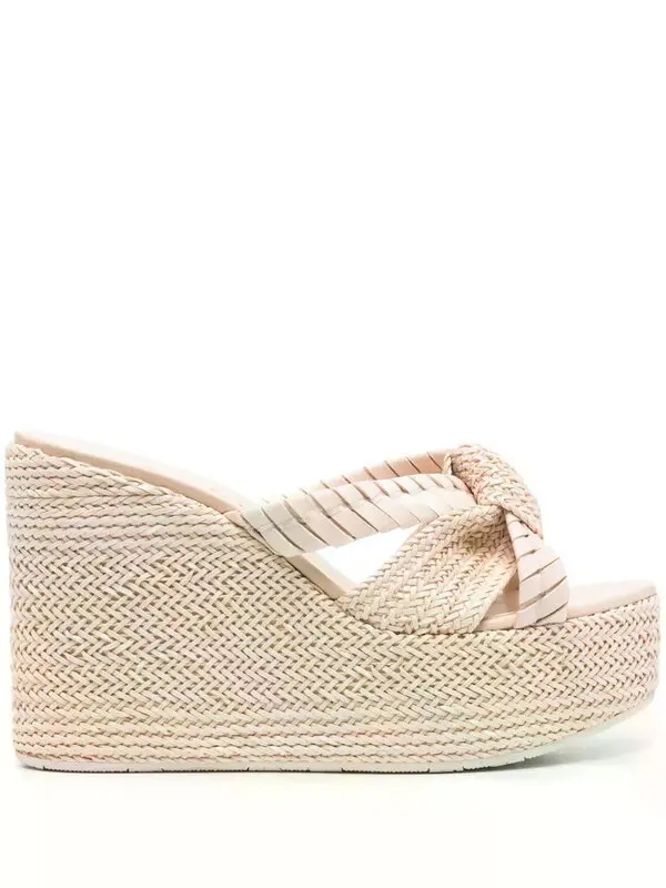 Casadei 130mm Formentera Woven Wedge Sandals - Pink