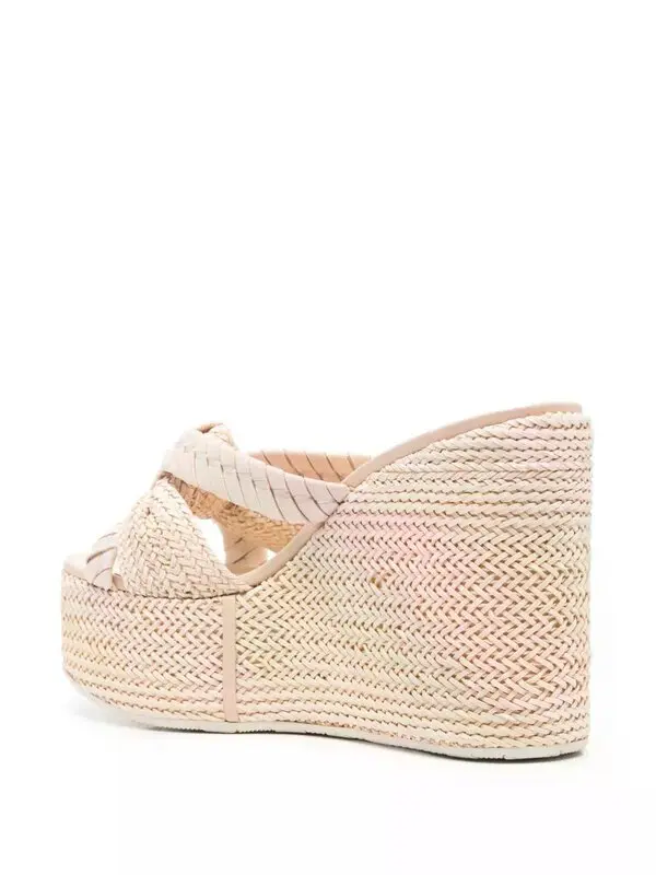 Casadei 130mm Formentera Woven Wedge Sandals - Pink