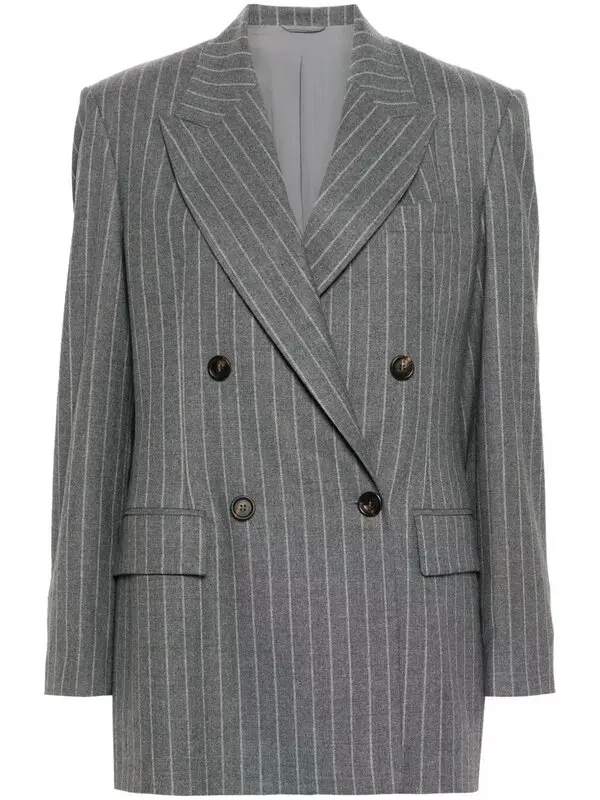 Brunello Cucinelli Pinstriped Wool Blazer