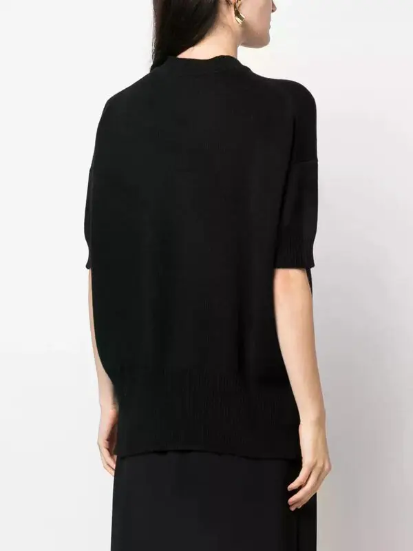 JIL SANDER Ribbed Cashmere Knitted Top - Black
