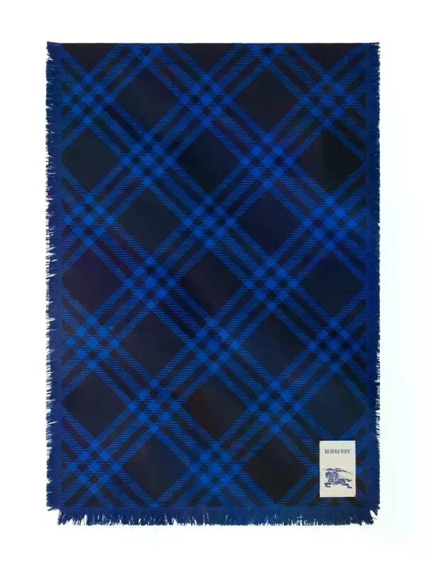 Burberry Wide Check Wool Silk Scarf - Blue