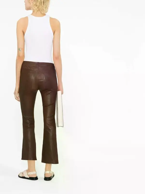 FRAME Flared Polished-finish Trousers - Brown
