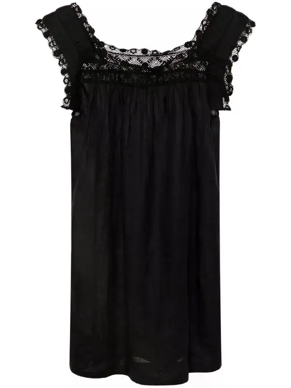 DÔEN Almadia Lace-trim Dress - Black